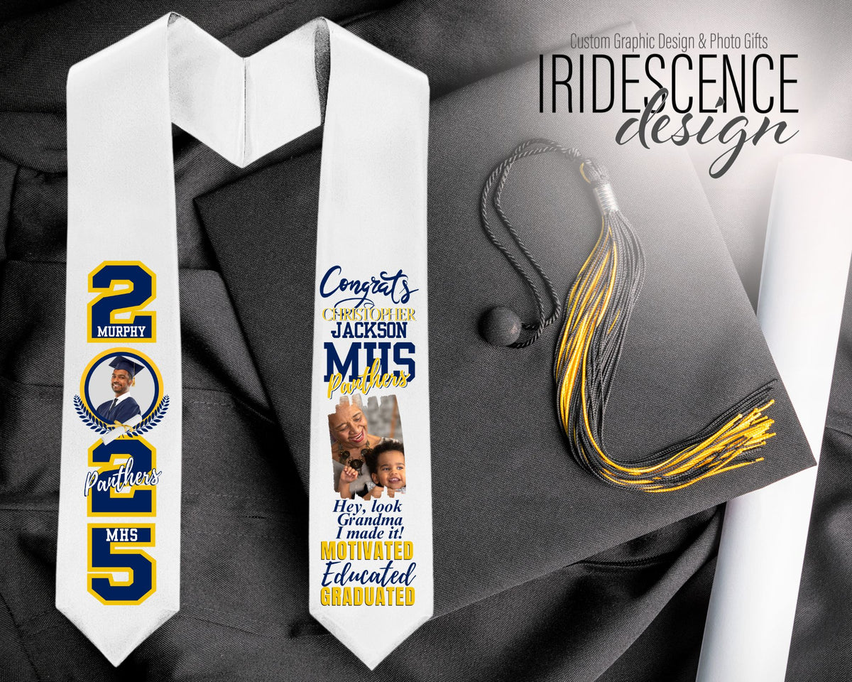 Hey, Look Grandma, I Made it Graduation Stole with Photos – Iridescence ...