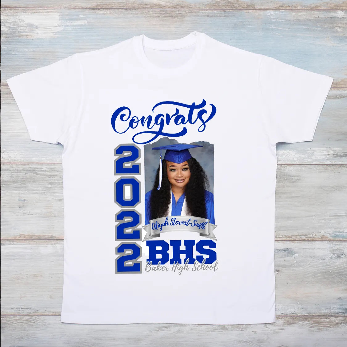 Congrats Graduation T-Shirt with Photo – Iridescence Design